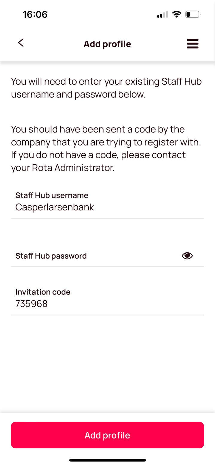 Adding a Profile on the Staff Hub App